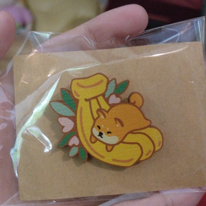 Floral Doge Pin Cute Shiba Inu Wooden Pin - Etsy