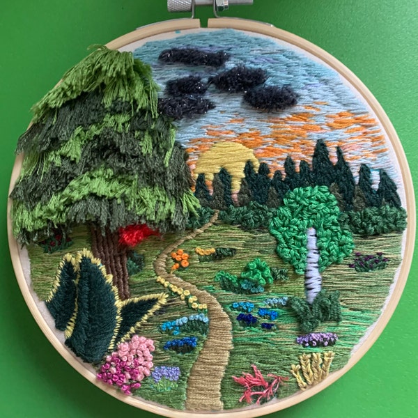 Forest Landscape, 3d Embroidery Pattern. Hand Embroidery Pattern PDF ...