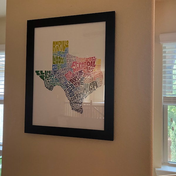 Texas Map Art Print, Texas Art & Maps, Signed Print of My Original Hand ...
