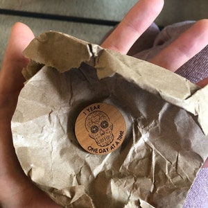 1 Year Sugar Skull AA Token, Sober Birthday, Recovery Medallion, Unique ...