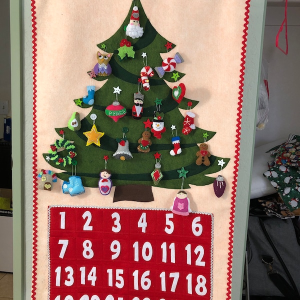 Christmas Tree Advent Calendar Pattern: 29 Felt Ornaments (digital ...