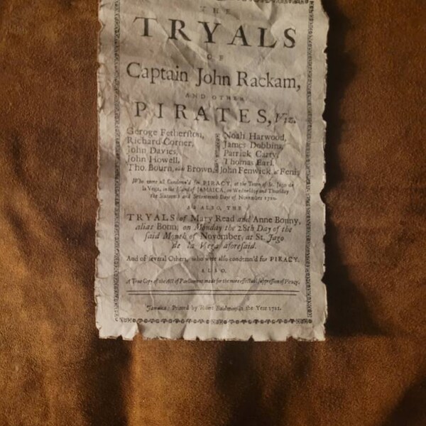 Tryals of Captain Jack Rackham Pirates Anne Bonny Mary Read Aged ...