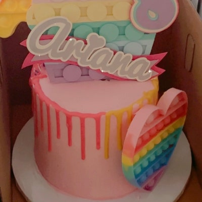 Rainbow Cupcake Pop It Cake Topper/ 3d Cake Topper/ Personalized ...