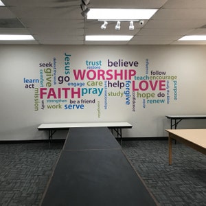 Word Collage Faith Worship Love, Youth Room, Church, Christian School ...