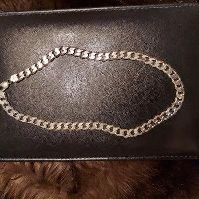 8mm 925 Solid Miami Cuban Sterling Silver Box Lock Chain Real Heavy ...