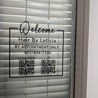 Custom Storefront Window Welcome Sign With QR CODE Business Hours Vinyl ...