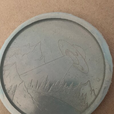 Alien Adaption Coaster Ufo Flying Saucer DIY 4.5 Inch 3/16 Inch Thick 4 ...