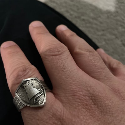 Cat Shield Ring Adjustable Handcrafted by Doctor Gus Unisex Adjustable ...