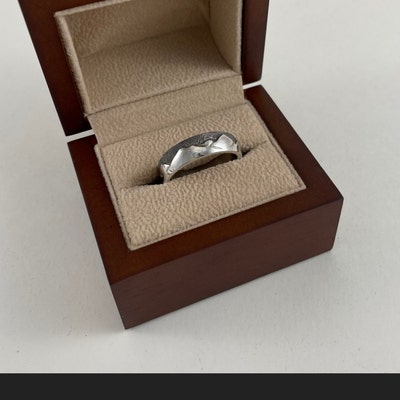 Gold Mountain Wedding Ring With Smooth Sky / Mens Wedding Ring / Unique ...
