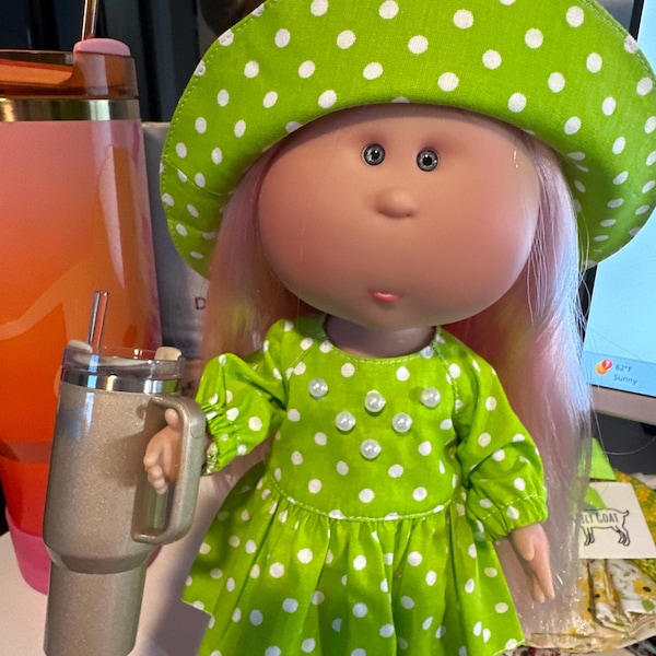 Handmade Green Doll Dress With Ruffle for Little Kidz 14.5" / 36 Cm ...
