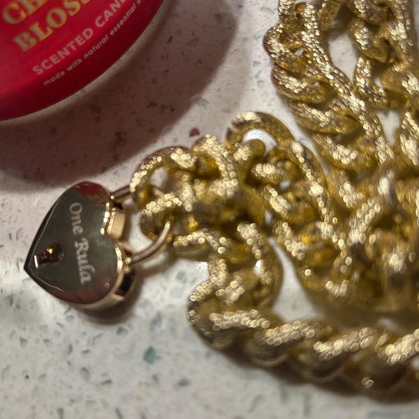 Engraved Lock Necklace, Lightweight Cuban Link Choker, Day Collar, Lock ...