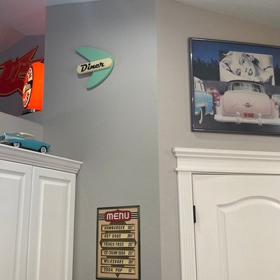 1950s Style Atomic Diner Sign Retro Futurism Painted Space Age Styled ...