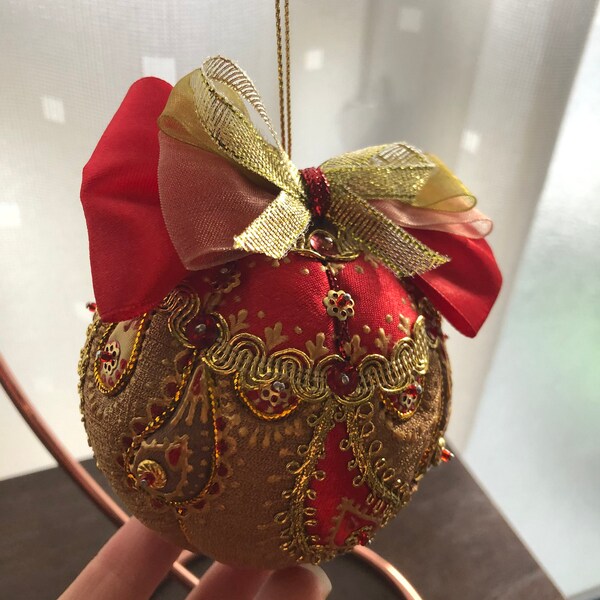 Набор елочных шаров 5 шт. Шарик в стиле пэчворк Елочная игрушка Стиль ...