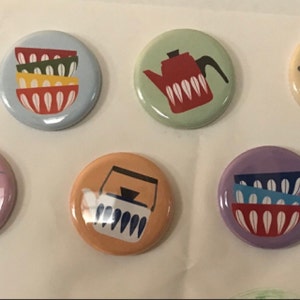 Retro Kitchen Magnets, Button Magnets, Fridge Magnets, Kitchen Magnets ...