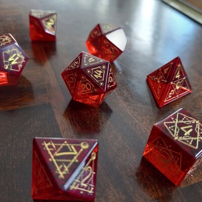 Full Set Garnet Tourmaline Glass Polyhedral Dice Set Set - Etsy