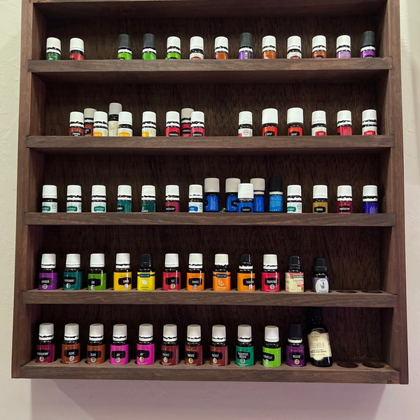 Large Essential Oil Shelf | Rustic Solid Wood Wall Rack and Organizer ...