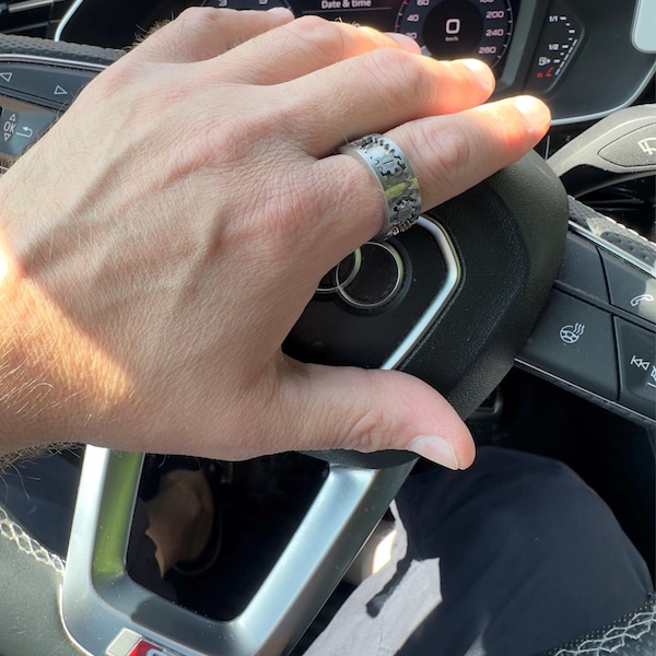 Silver Gear Spinner Ring - Stainless Steel Men's Gear Ring, Gearhead ...