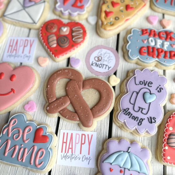 Printable Valentine's Day Let's Get Knotty Pretzel Cookie Tag Tags Love ...