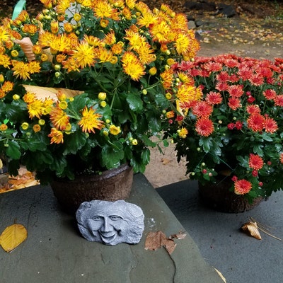 Rock Face, Happy Garden Face, Forest Spirit, Concrete Garden Statue ...
