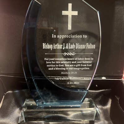 Personalized Crystal Award for Church, Retirement Appreciation ,gift ...