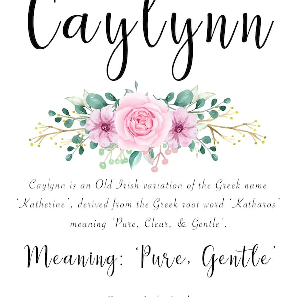Chloe Name Meaning Printable With Pink Flowers and Typewriter Font ...