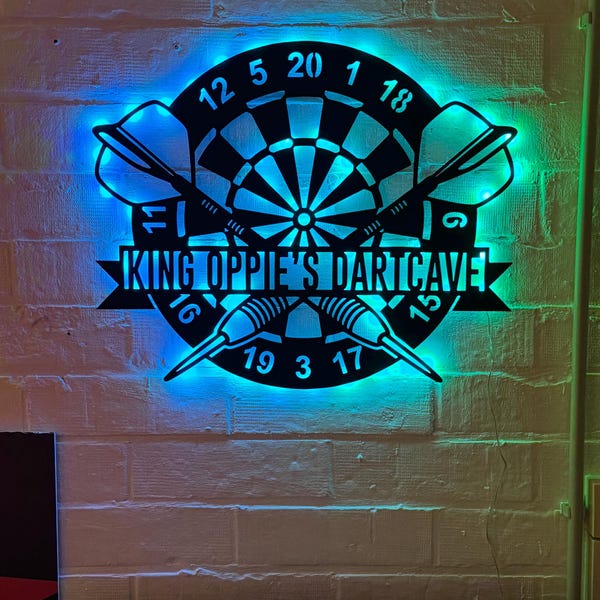 Custom Cactus Desert Mountain Metal Wall Art LED Light Personalized ...