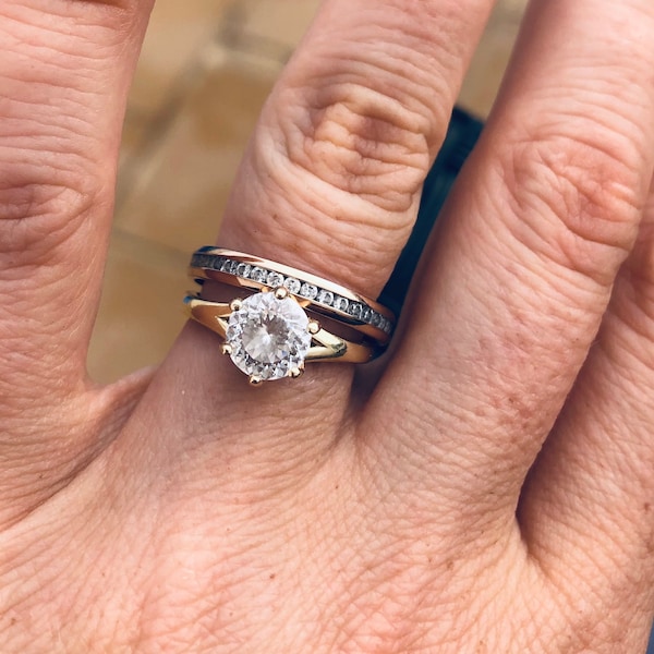 3mm Wide Man Made Diamond Simulant Full Eternity Ring / Stacking Ring ...