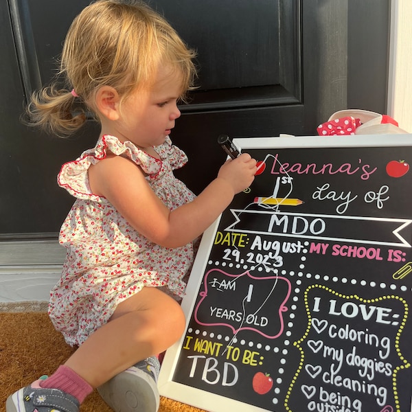 First Day of School Sign Reusable, Back to School Chalkboard Sign ...
