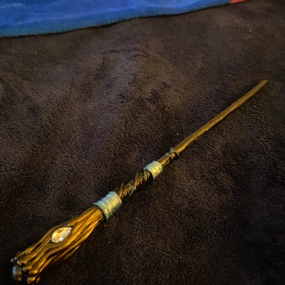 Magic Wand With Two Crystals Gold and Blue Magic Wand Geek - Etsy