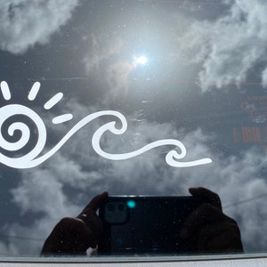 Ocean Decal Sun Decal Wave and Sun Decal Beach Decal Wave Sticker Car ...