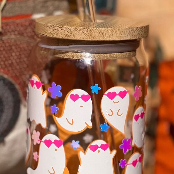 Lovely Ghosts Libbey 16oz Glass Can Wrap - Cute Halloween SVG Digital ...