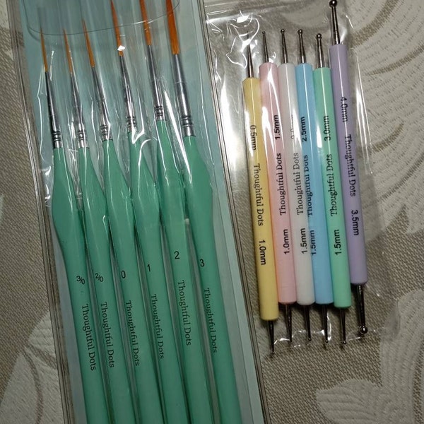6 Piece Rigger Brush Set | Mandala Painting | Thoughtful Dots - Etsy