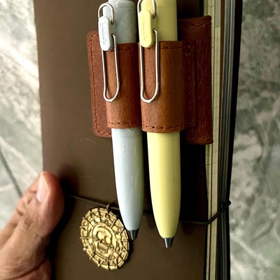 Magnetic Leather Double Pen Clip for Travelers Covers, Books ...