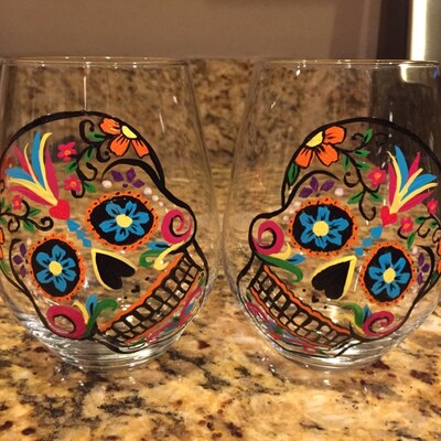 Hand Painted Lemon Wine Glass Citrus Stemware Lemon Slice - Etsy