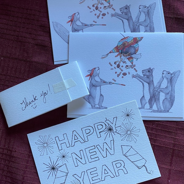 Squirrels Play Piñata Birthday Card, Funny Birthday Card, Squirrel ...