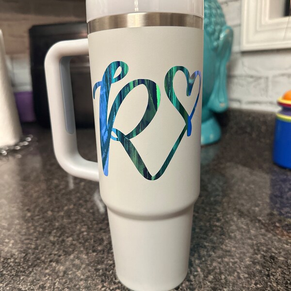 Initial Heart Decal | Uppercase Single Letter Monogram Initial Decal ...