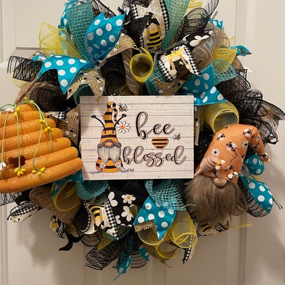 Bee Crown Wreath Sign Spring Summer Sign for Wreaths Door - Etsy