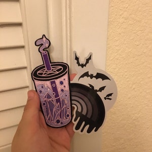 Witch Boba Patch 5 Iron on Embroidered Patch Bubble Tea Crystal Pentacle Pentagram Witchcraft ...