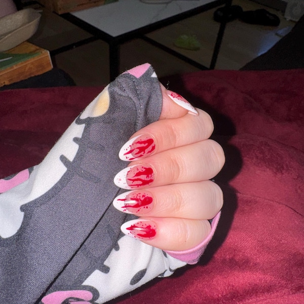 Blood Splattered French Manicure Press on Nails | Gothic Press on Nails ...