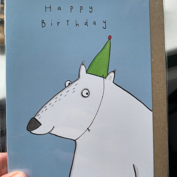 Happy Birthday Card. Polar Bear in a Party Hat. Birthday Bear ...