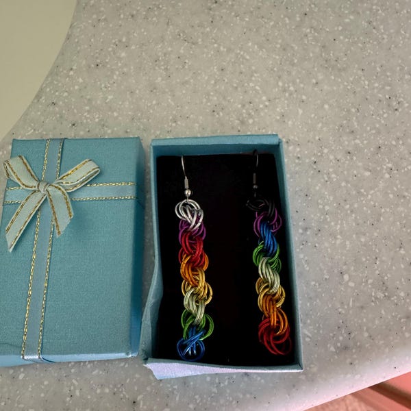 Chainmail Earrings Rainbow Rope Chain for Gay Pride and LGBTQ Support ...