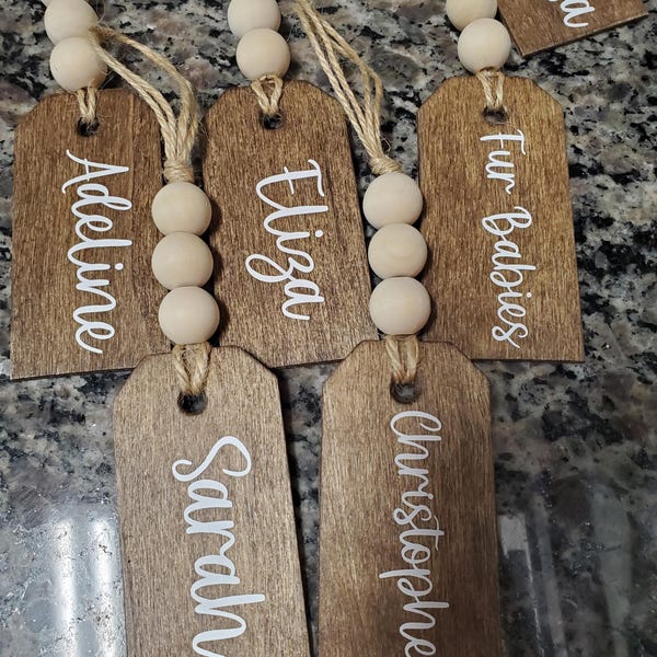 Beaded Wooden Name Tag, Heart Shaped Name Tag, Valentine Name Tag ...