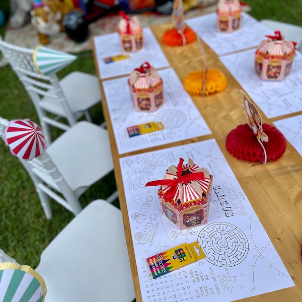 Circus Coloring Placemat DIGITAL | Carnival Party Table Activity | Kids ...