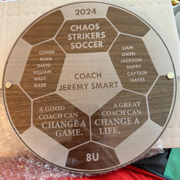 Custom Football Coach Wood & Acrylic Plaque With Coach and Players ...