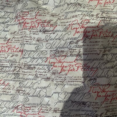 French Script Fabric, by the Yard, French Country Script, Timeless ...