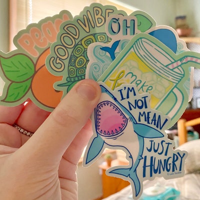 Sea Turtle Vinyl Sticker, Good Vibes Sticker, Happy, Cute Sticker ...