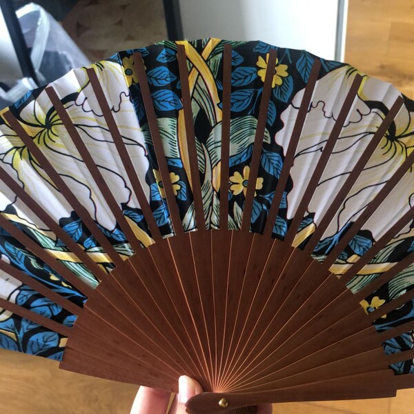 Hand Fan, Wood and Fabric Fan, Folding Fan, Handmade Fan, for Her, for ...