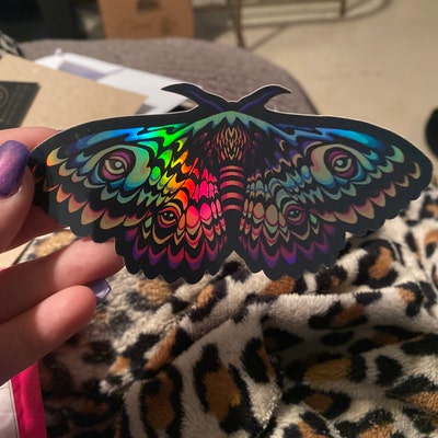 Holographic Moth Psychedelic Sticker Laptop Sticker Car Sticker ...