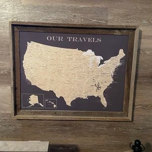 USA Push Pin Map With Frame & 50 Push Pins, Road Trip Map, Travel Map ...