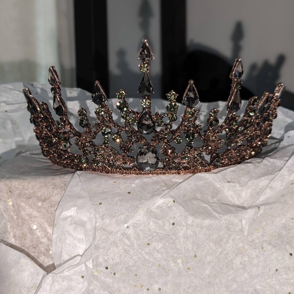Victorian Black Crown, Antique Copper Tiara, Vintage Inspired Crown ...